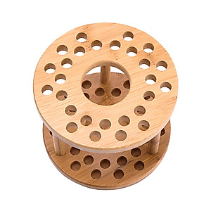 J JACKCUBE DESIGN 360 Rotating Paint Brush Holder Bamboo Watercolor Artist Brush Water Coloring Organizer Display Stand Tray Rack with 27 Holes and 1 Big Hole – MK441A