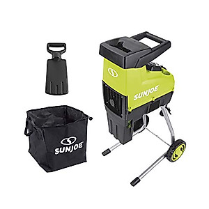 Sun Joe TJ604E 16-Inch 13.5 AMP Electric Garden Tiller/Cultivator,Black & CJ603E 15-Amp 1.7-Inch Cutting Diameter Electric Silent Wood Chipper/Shredder, Green