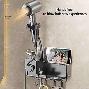 PIANYEATS Adhesive Hands Free Wall Mounted No Drilling Blow Hair Dryer Holder Stand Rack Frame Hanger Shelf Hook toll Organizer Storage for Bathroom