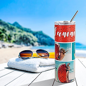 PYD Life 24 Pack Sublimation Tumbler Blanks Skinny 20 OZ White Straight Bulk Stainless Steel Tumbler with Metal Straw and Lid for Tumbler Heat Press Machine Sublimation Print