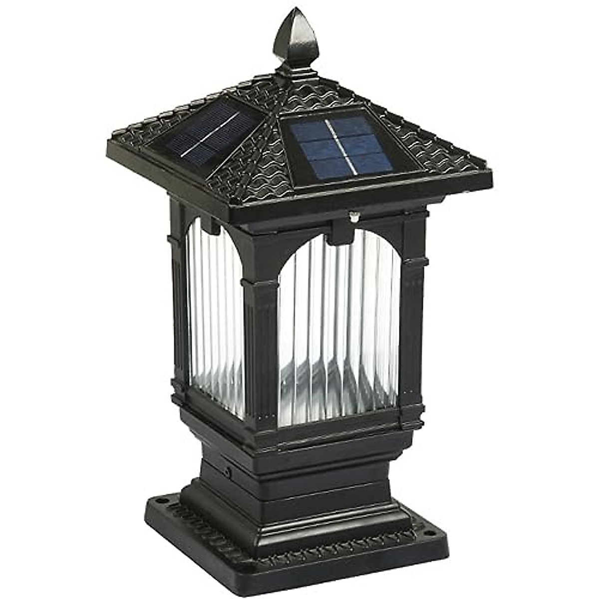 speesy Solar Personality Black Stigma Column Post Light Fixture,Outdoor Waterproof Garden Light Fixture,Die Cast Aluminum Square Lawn Pillar Lamp,Villa Garden Path Column Lamp