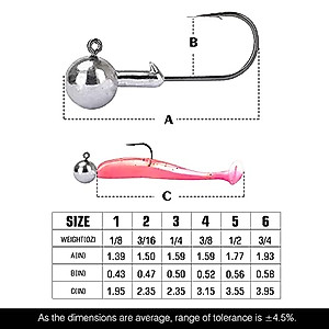 Atibin Barb Saltwater Jig Head Hook Bass Freshwater Jigs Hook Lead Round Ball Fishing Jig Lead Tackle Sharp 25pcs 1/4oz