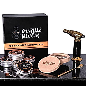 Whiskey Smoker Kit with Torch - 4 Kinds of Wood Chips – Bar Smoker Accessories & Bourbon Smoker Kit – Premium Quality Smoker Kit for Old Fashioned Cocktails