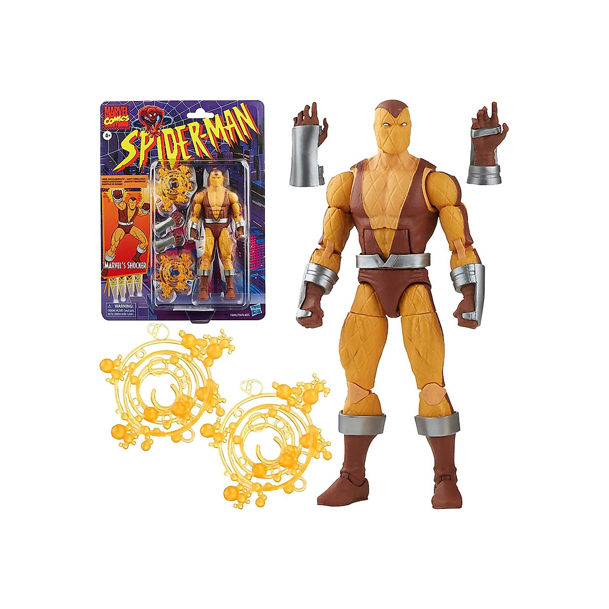 Spider-Man Marvel Legends Series 6-inch Marvel’s Shocker Action Figure Toy, Includes 4 Accessories: 2 Alternate Hands, 2 Blast FX