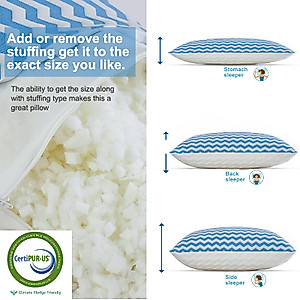 Pillows Queen Size for Bed - Adjustable Firm Pillow for Back Stomach and Side Sleeper - Shredded Memory Foam Cooling Pillow for Neck and Shoulder Pain with Washable Cover