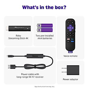 Roku Streaming Stick 4K | Streaming Device 4K/HDR/Dolby Vision with Roku Voice Remote and TV Controls