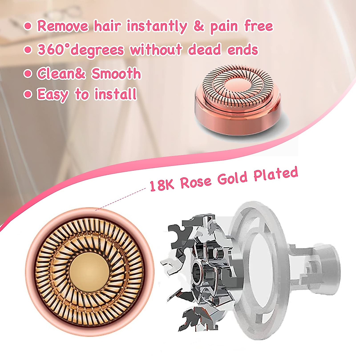 Tuliyet Flawless replacement heads, Women Facial Hair Remover Replacement Heads Generation 2 for Finishing Touch Flawless Facial Hair Removal Tool for Face, Double Halo Painless and Smooth