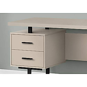 Monarch Specialties 7629 Computer Desk, Home Office, Laptop, Left, Right Set-up, Storage Drawers, 60" L, Work, Metal, Laminate, Beige, Contemporary Desk-60 L Modern Taupe Black x 23.75" W x 30.25" H