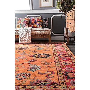 nuLOOM Montesque Hand Tufted Wool Area Rug, 8' Round, Orange