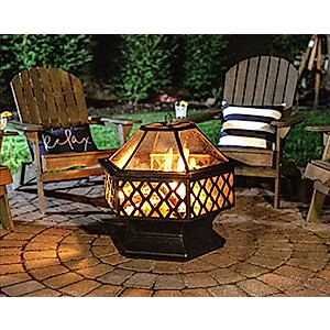 Endless Summer,WAD1377SP, Hex Shaped Outdoor Fire Bowl with Lattice, Oil Rubbed Bronze