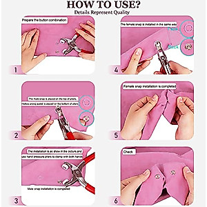 Metal Snaps Button for Sewing, Colored Open Prong Snap Button Kit, DIY Snap Button Kit with Fasteners Pliers Press Tool Set for Barbie Clothing Bag, Sewing Crafting Supplies (10 Colors)