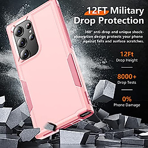 Red2Fire for Samsung Galaxy S23 Ultra Case, [Military Grade Shockproof] with 2Pack [Soft Screen Protector + Camera Protector] Heavy Duty Full Body Protection Phone Case for S23 Ultra Case 5G, Pink