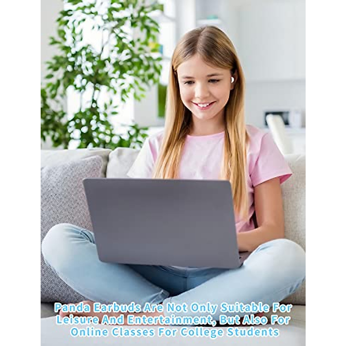 Kids Wireless Earbuds, TOGETFAC Bluetooth Earbuds, Noise Canceling Headphones with Cute Panda Comfortable Lightweight Design for Girls Women Sports 5.1 In-Ear Headphones with Mini Charging Case