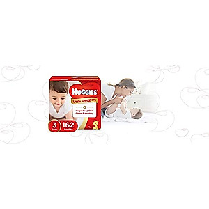 Huggies Little Snugglers Baby Diapers, Size 3, 162 Count, Unscented, Hypoallergenic, DryTouch Liner, Pocketed Waistband, Wetness Indicator, Double Grip Strips