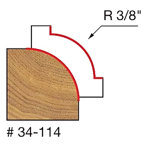 Freud 34-114: 3/8" Radius Rounding Over Bit (Quadra-Cut)