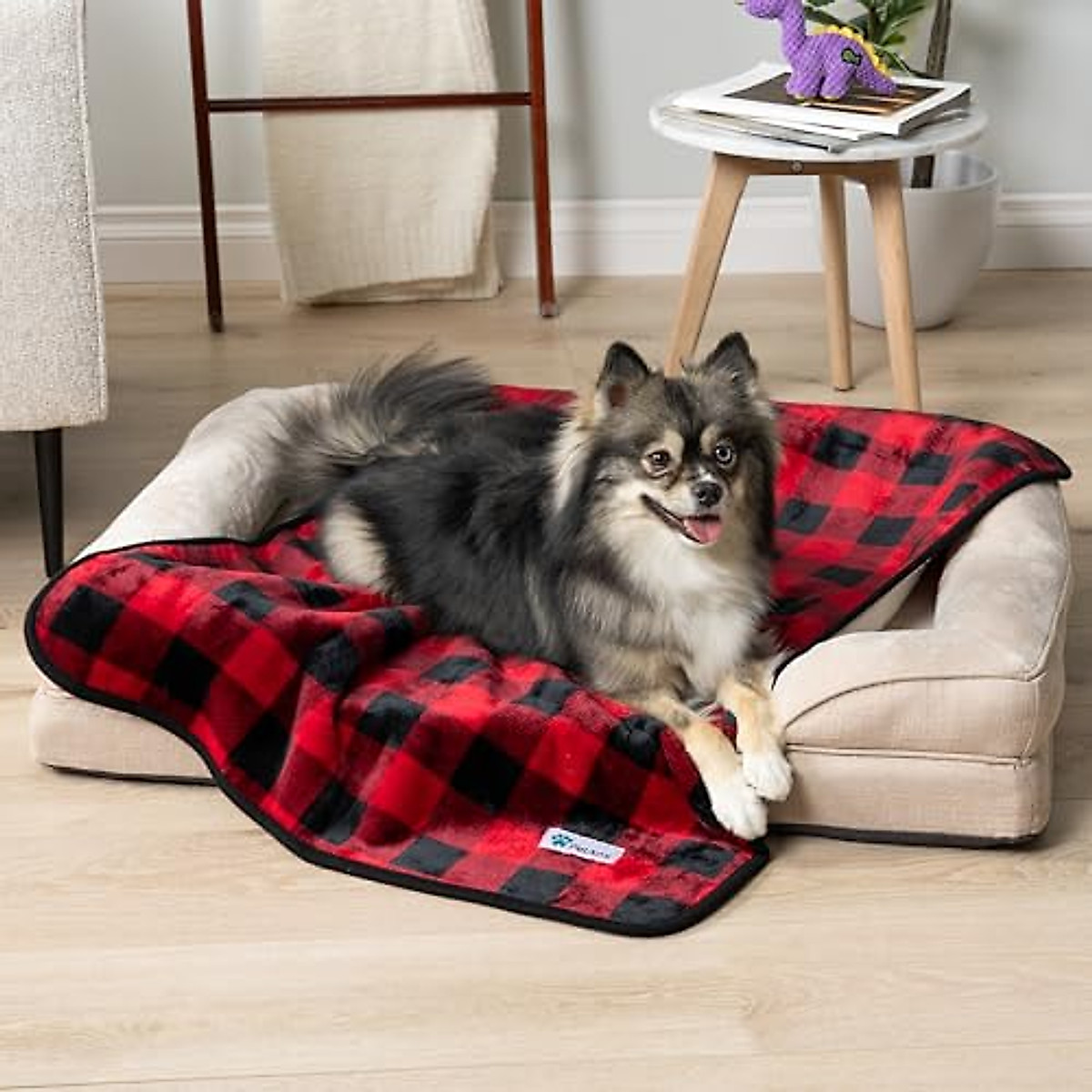 PetAmi Waterproof Dog Blanket Sherpa Fleece, Pet for Small Medium Dogs, Reversible Large Cat Throw Bed Couch Sofa Furniture Protector, Soft Plush Microfiber (Small 24x32, Check Red) Checkered Red