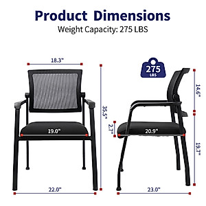 KLASIKA Desk Chair No Wheels with Adjustable Mesh Backrest, Arm Chair with Ergonomic Lumbar Support and Thickened Seats Cushion, Waiting Room Chairs for Office School Church Guest Reception