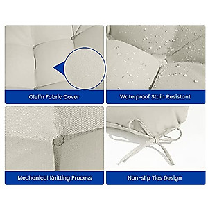 ROSNINIKA Outdoor Chair Cushions 2 Pcs Outdoor Cushions Patio Furniture Cushions Chair Cushion Patio Chair Seat Pads with Ties 17x17 Inches Beige