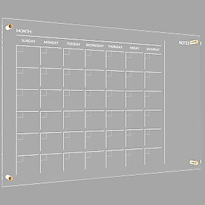 WRITEBOARD Acrylic Calendar for Wall | Large Clear 24"x16" Dry Erase Calendar for Wall Mounting | Clear Reusable Home Office Large Monthly Calendar (White)