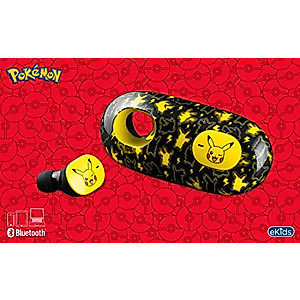 eKids Pokemon Bluetooth Earbuds with Microphone, Kids Wireless Earbuds with Charging Case for Ear Buds, for Fans of Pokemon Gifts and Merchandise