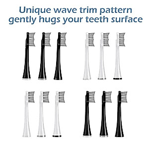 Flossing Toothbrush Heads Replacement, 3 Count, Sonic Tooth Brushes and Water Flosser Combo Water-Pick Brush Head… (Compact Size, Black)