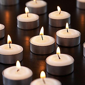 Long Burning Tea Light Candles – Unscented, Smokeless, Dripless, White Tea Lights Candles for Wedding, Holiday, Shabbat, or Emergency – 4 Hour Long Lasting Tealight Candles, 50 Pack by Zion Judaica