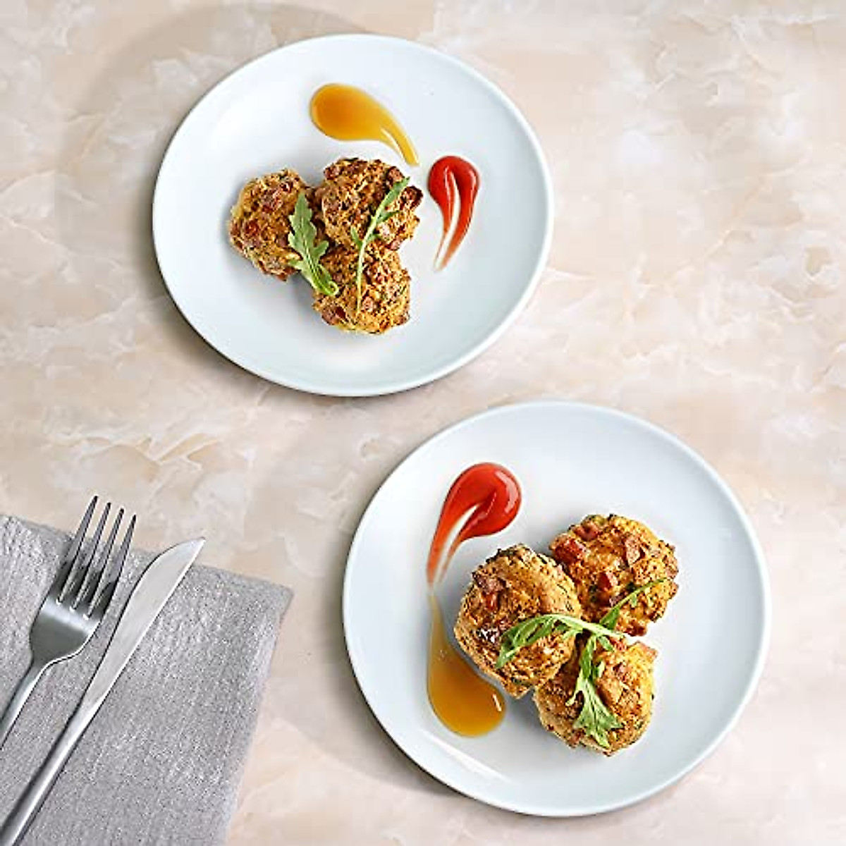 iboodi Cream White Porcelain Dessert Plates for Restaurant and Kitchen Set of 6 (6.5 Inches)