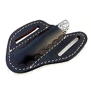 Ottoza Handmade Leather Knife Sheath CROSS DRAW KNIFE SHEATH 5" Folding Pocket Knife Sheath - Leather Folding Knife Sheath for 5 inch Folding Knives/Pocket Knives Black TOP GRAIN LEATHER No:73