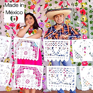 5 Pk Mexican Plastic Banners, 75 ft Long White Mexican Wedding Garlands, Perfect for Rehearsals, Bridal Shower, Photo Booth Backdrop, Engagement Party, Wedding Backdrop Banner B41