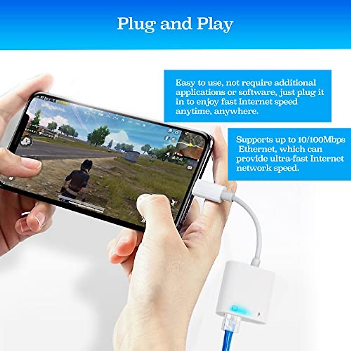 Lightning to Ethernet Adapter, [Compatible with Apple MFi Certified] RJ45 Ethernet LAN Network Adapter, Plug and Play, Supports 100Mbps Ethernet Network with Charge Port, iOS 10.3.3 to iOS 15