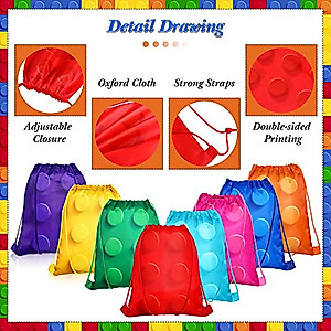 Yerliker 24 Pack Building Block Party Bags Building Blocks Drawstring Gift Bags Building Block Treat Bag Goodie Bags Brick Party Bags Blocks Goody Bags for Kids Birthday Party Supplies Decorations
