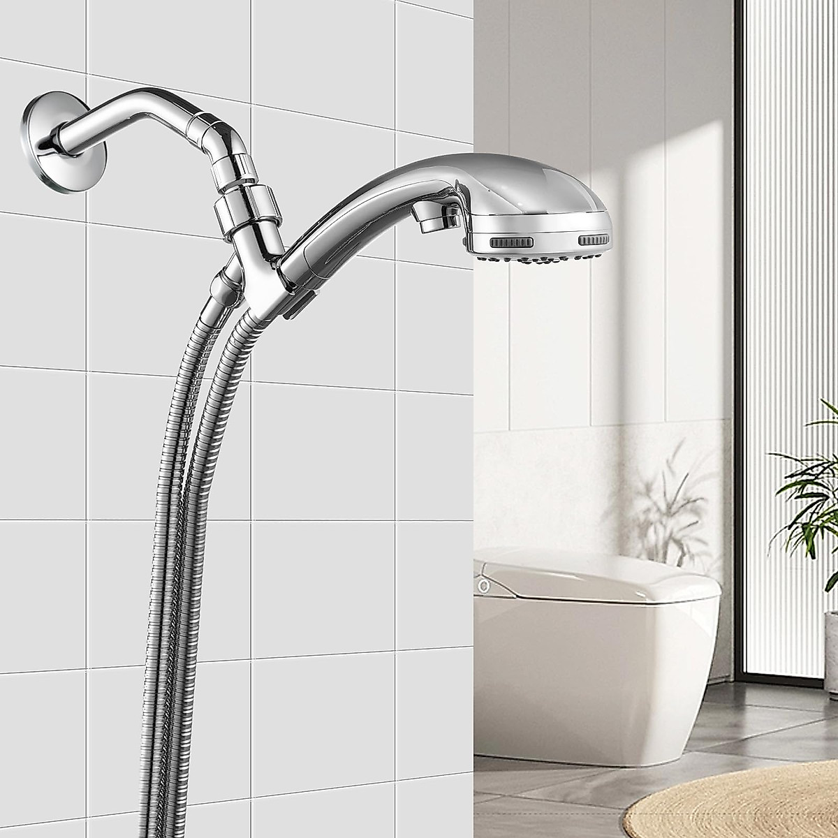 OFFO Shower Head Elbow Adapter, All Metal Handheld Shower Head Elbow Adapter Shower Arm Angle Adapter 135 Degrees, Chrome