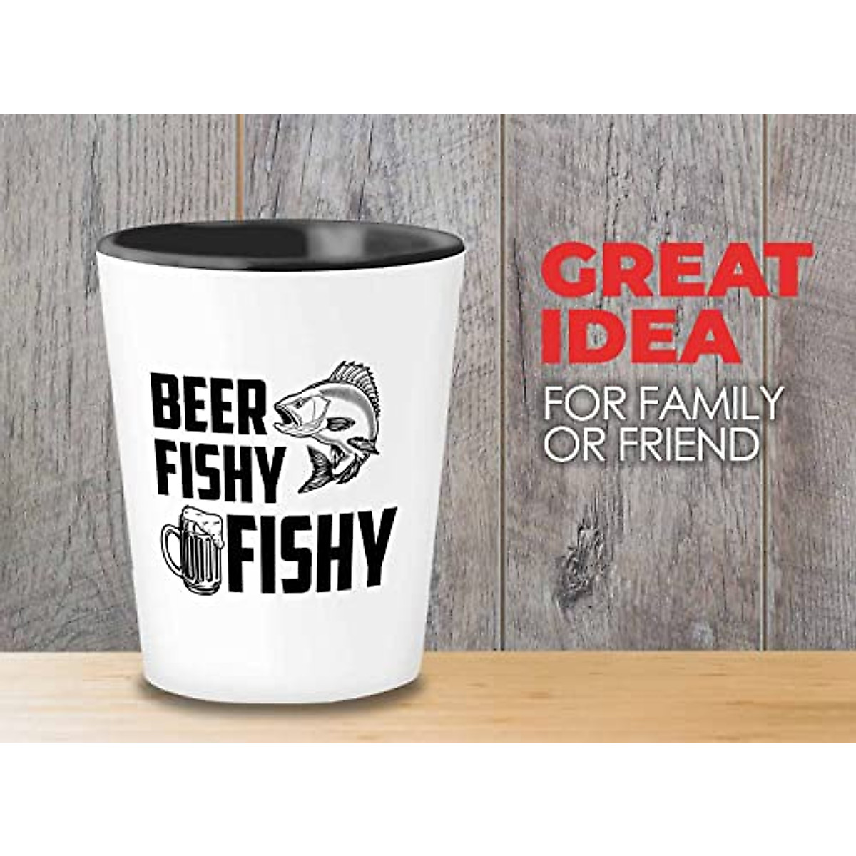 Fisher Shot Glass 1.5oz - Beer Fishy Fishy - Fisherman Funny Witty Fish River Fishing Lures Flounder Net Alcoholic Lover