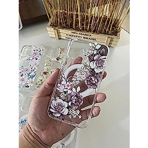 KELUOAS for iPhone 13 Mini Magsafe Case, Cute Floral Slim Shockproof Protective Hard PC+TPU Bumper Flower Women Cover Magnetic case