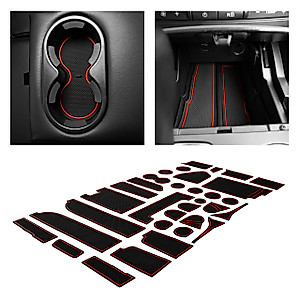 CupHolderHero fits Ford Explorer Accessories 2016-2019 Premium Custom Interior Non-Slip Anti Dust Cup Holder Inserts, Center Console Liner Mats, Door Pocket Liners 31pc Set (Red Trim)