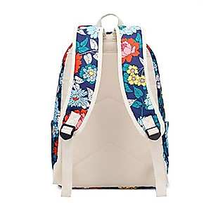 Joymoze Teen Girl School Backpack with Insulated Lunch Bag Pencil Purse Blue Flower One_Size