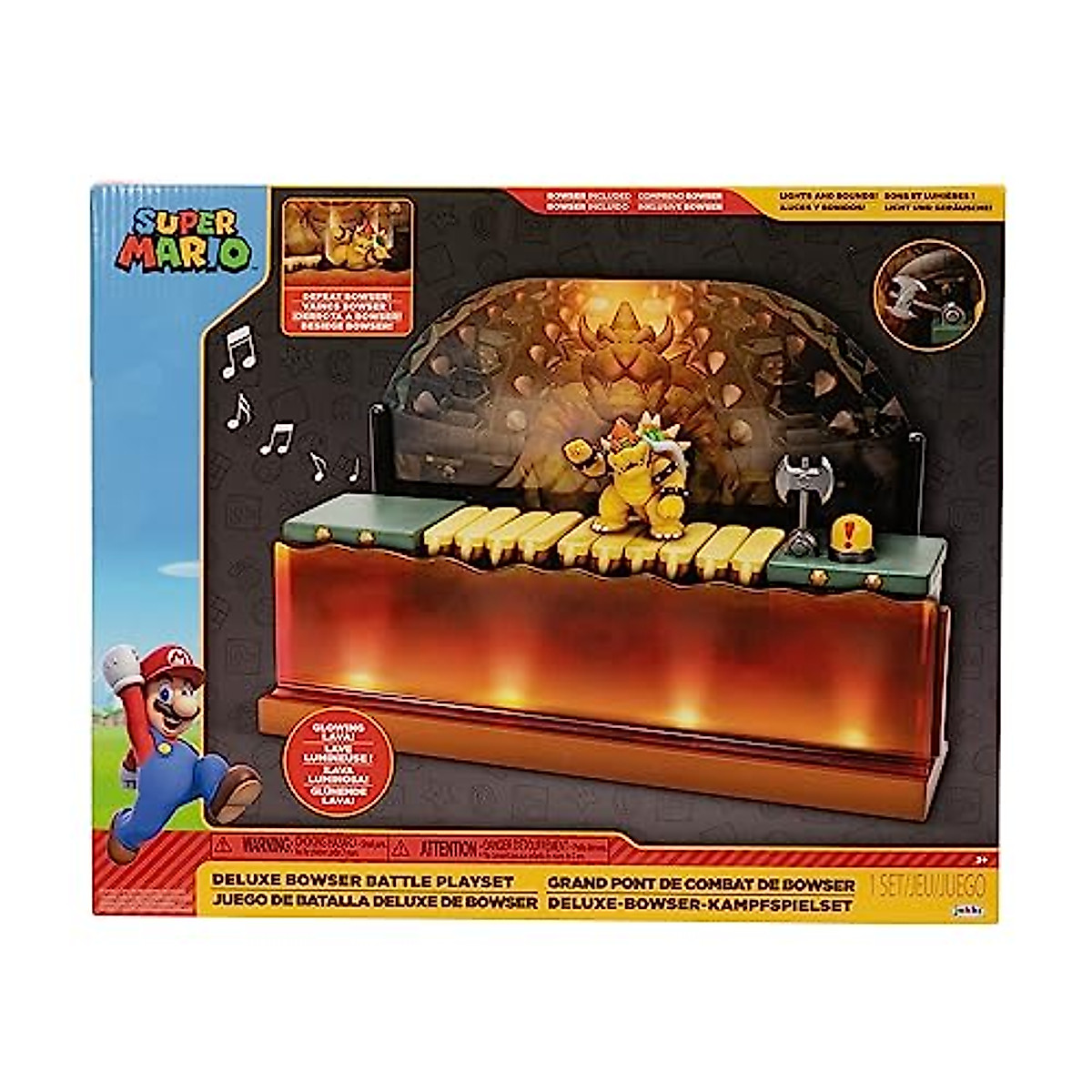 Super Mario Nintendo Deluxe Bowser Battle Playset with Lights and Sounds, 2.5 Inch Bowser Action Figure Included