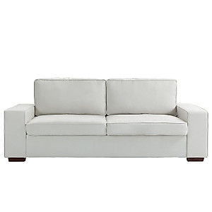 UIXE 80" Loveseat Sofa, Modern Love Seat Living Room 3-Seater Couches with Linen Fabric Cushion, Mid Century Upholstered Wide Track Armrest Couch Comfy Solid Wood Furniture for Bedroom, Beige