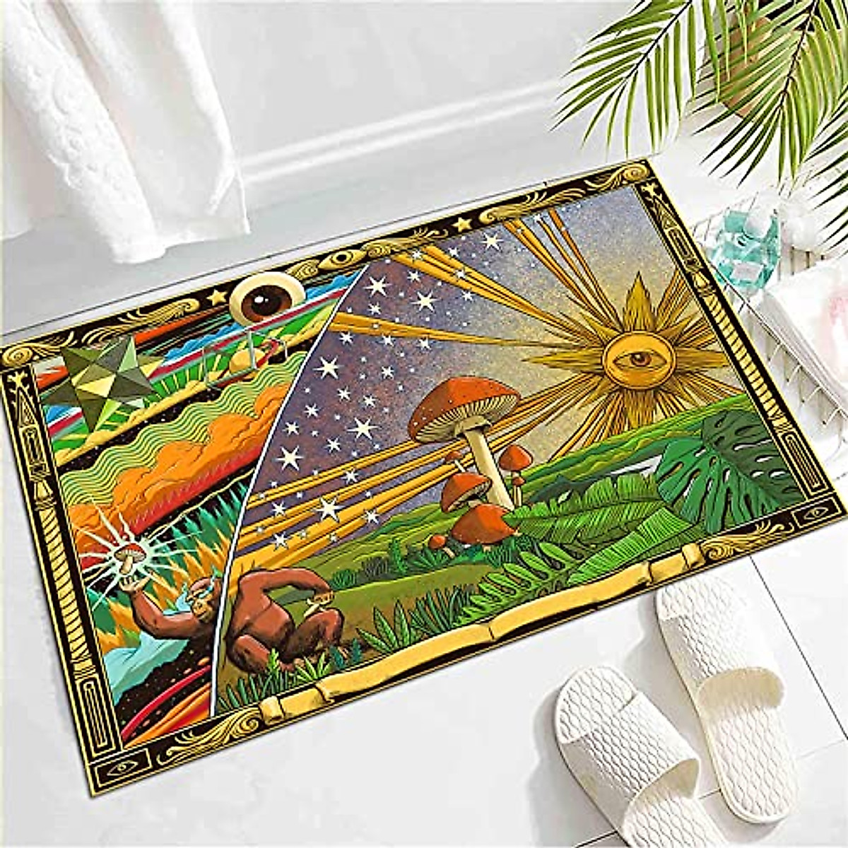 LGGQQW Trippy Mushrooms Area Rug Vertical Hippie Rug Psychedelic Carpet for Bedroom Living Room Dorm Multicolor 32*47inch