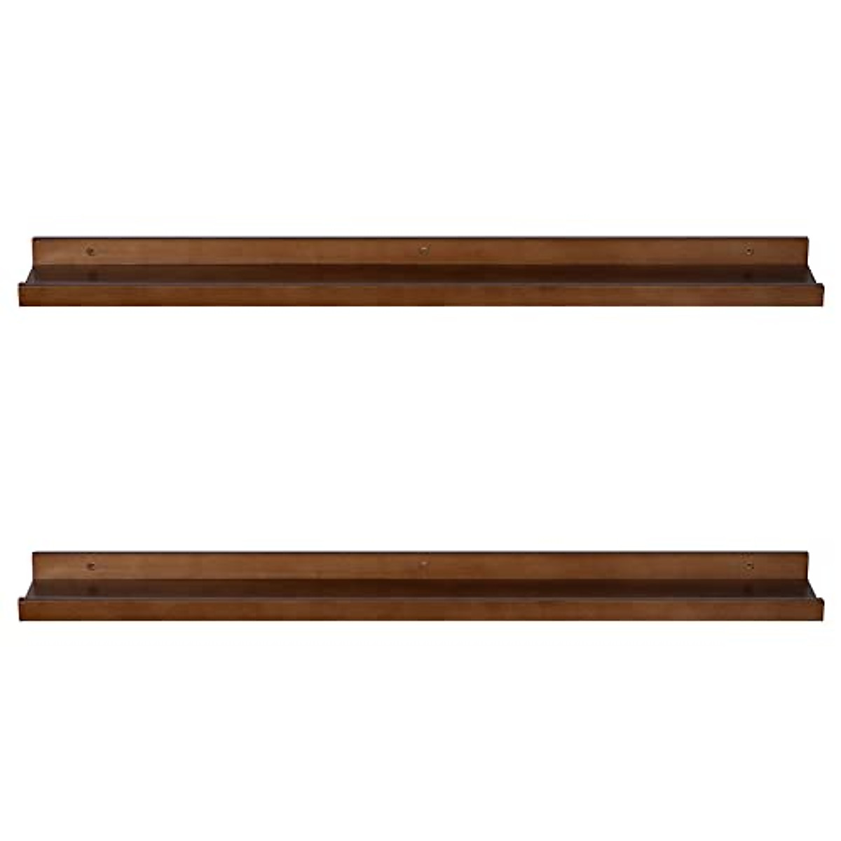 ALIMORDEN 36 inch Long Photo Ledge Shelves Set of 2, Natural Wood Large Floating Shelves for Bedroom Living Room Bathroom Kitchen, Dark Walnut,36" x 5"