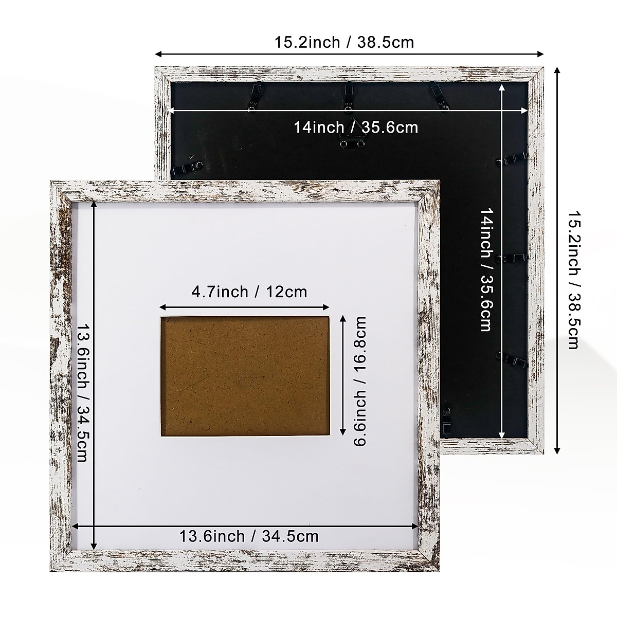 GraduatePro 14x14 Signature Picture Frame Board for 5x7 Photo with Signable Mat for Birthday Baptism Party Graduation Wedding Guest Book Rustic White