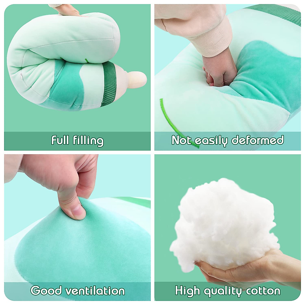 Achwishap Plush Pillow 27.5", Bottle Style Plush Toy Pillow, Long Plush Sleeping Hugging Pillows for Boys Girls Twins, Ace-High Gifts at Birthday (27.5in, Blue)