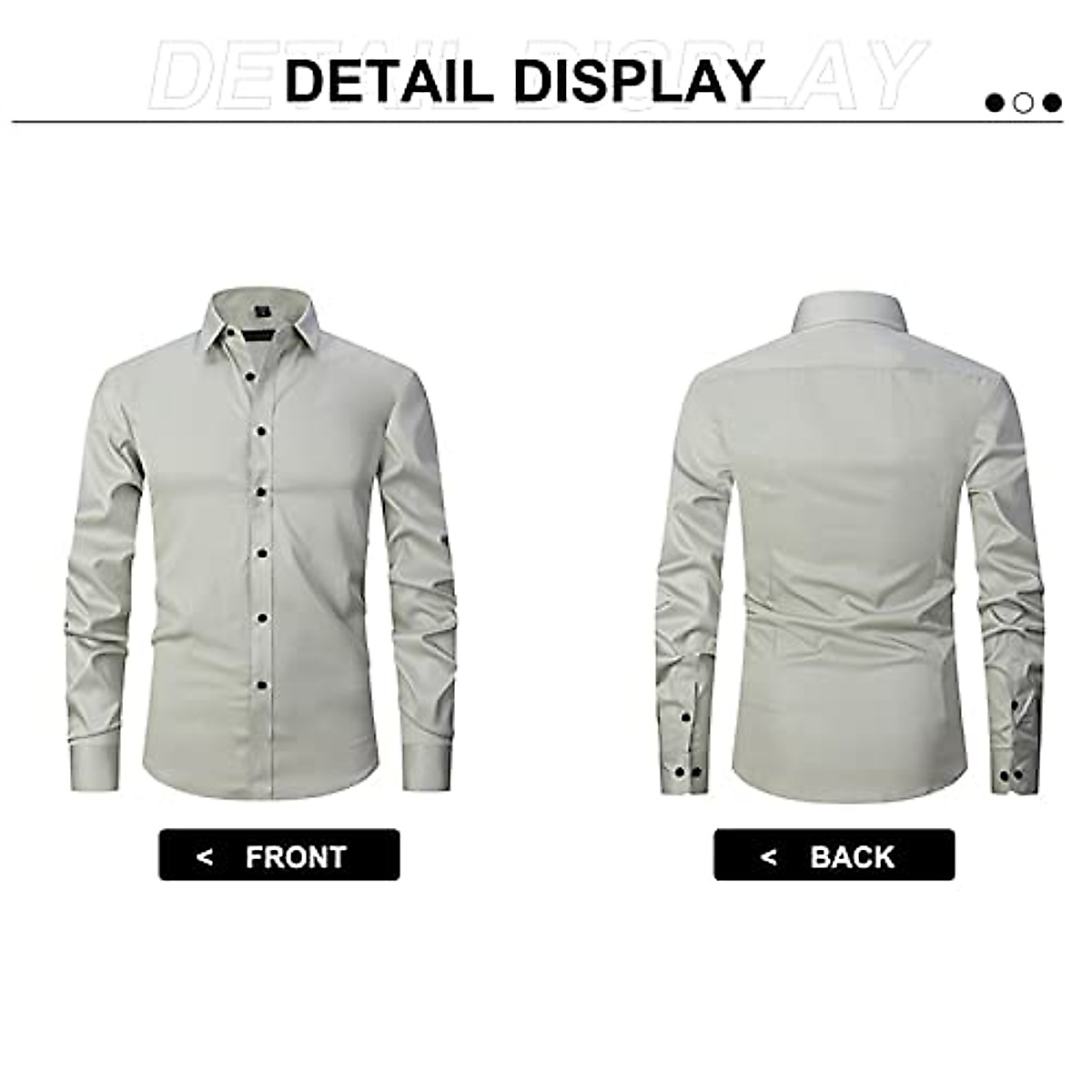 HOTIAN Men's Slim Fit Dress Shirt Spread Collar Tuxedo Shirt Button Down Solid Color (Light Green,Medium)