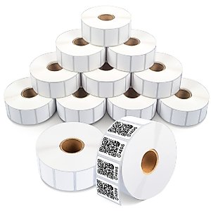 Aegis Adhesives - 1.2” X 0.85” Direct Thermal Multipurpose Labels for Return Address, QR Barcodes, Perforated & Compatible with Zebra Desktop Printers (12 Rolls, 1500/Roll)