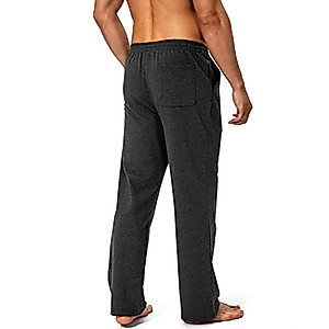 Pudolla Men's Cotton Yoga Sweatpants Athletic Lounge Pants Open Bottom Casual Jersey Pants for Men with Pockets (Charcoal Small)