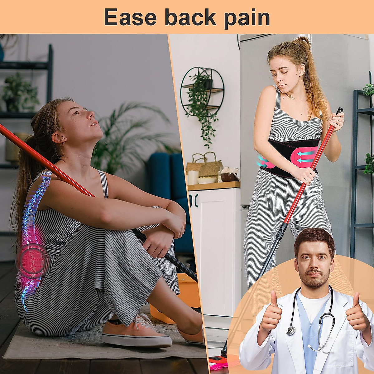 T TIMTAKBO 2.0 Version Lower Back Brace for Pain Relief, Back Brace for Lifting at Work, Back Brace for Herniated Disc and Sciatica, Back Support Belt for Women (Red,L/XL Fits 32"-39" Belly Waist)