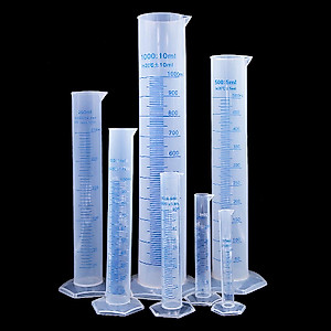 Plastic Transparent Blue Line Liquid Graduated Measuring Cylinder Lab Test Tube 10ml /25ml /50ml /100ml/ 250ml /500ml / 1000ml Pack Of 7