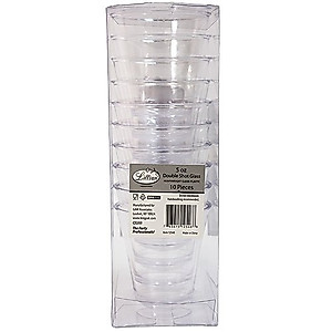 Kingzak Clear Plastic Double Shot Glasses - 5 oz | 10 Drinking Party Cups, Great Disposable Plastic Cups For Party & Home Essentials, Party Supplies, & Kitchen Essentials