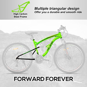 HH HILAND Full Suspension Mens Mountain Bike, 21 Speed, 26 Inch Wheel, Dual Disc Brake Bike for Men Womens Adult Bicycle