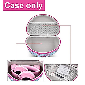 Headphone Case for Riwbox CT-7 Pink/for Jack CT-7S Cat Green 3.5mm/ for iClever IC-HS01/ for Mpow BH297B Wired/for Picun Bluetooth Wireless Over-Ear Headphones Headset for Kids-Box Only
